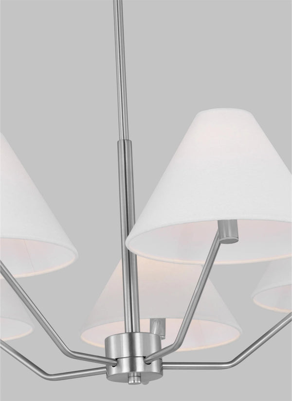 D&J Scott Burke 5 Light Brushed Steel Chandelier - Lighting Affairs