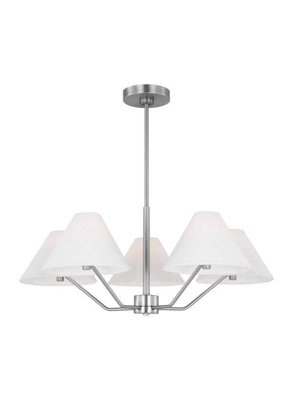D&J Scott Burke 5 Light Brushed Steel Chandelier - Lighting Affairs