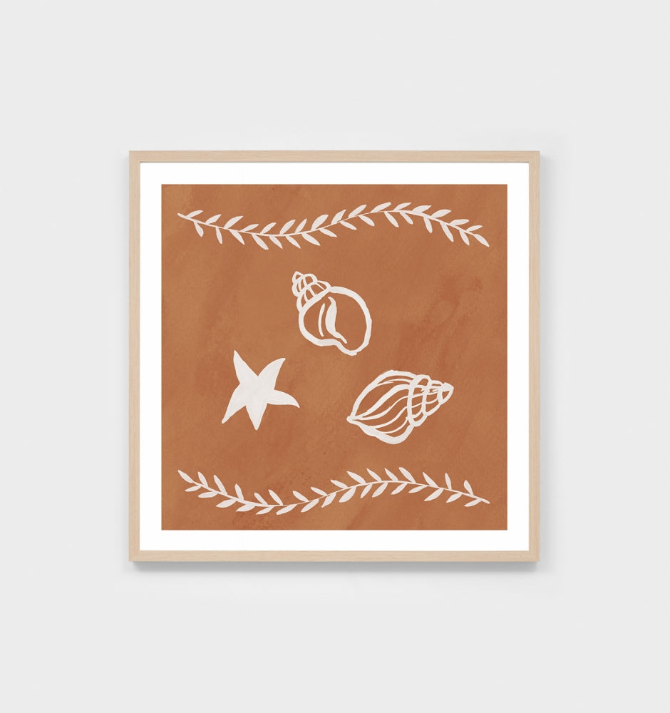 Mediterranean Seashells Rust Print - Lighting Affairs